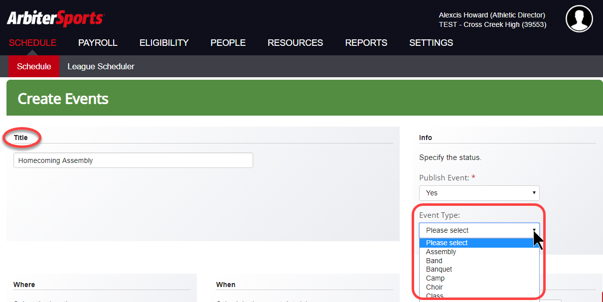 Scheduling Events – ArbiterSports