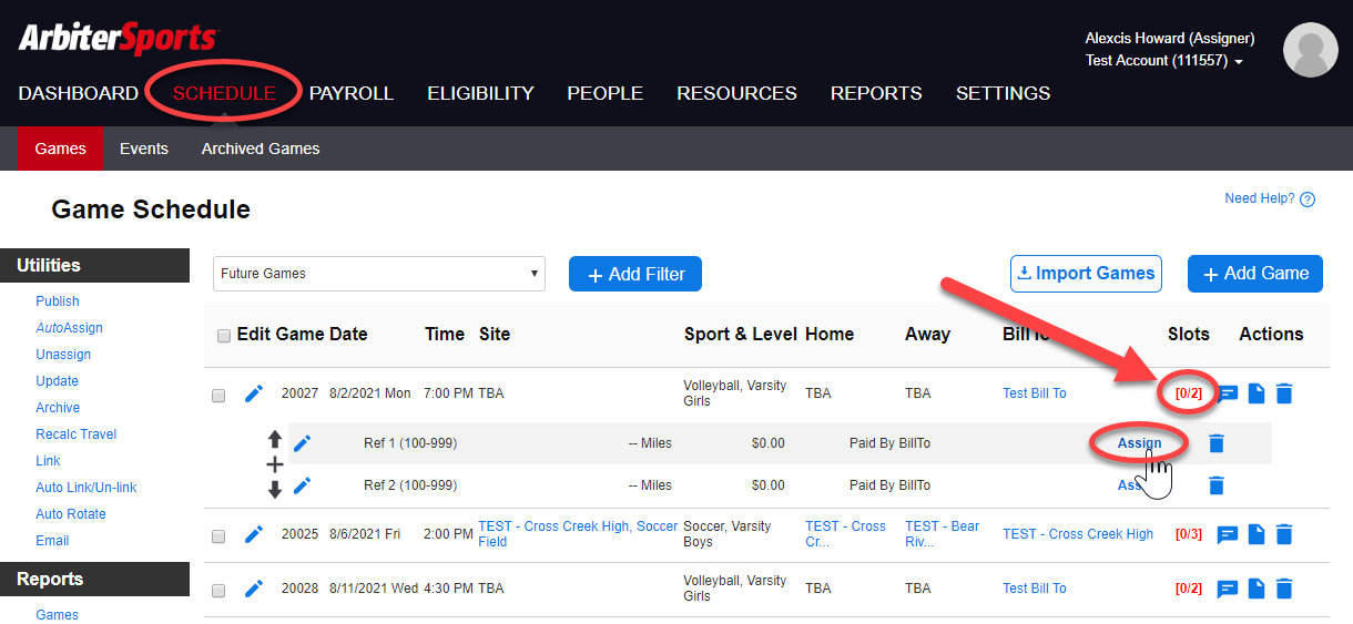 Assigning Games – ArbiterSports