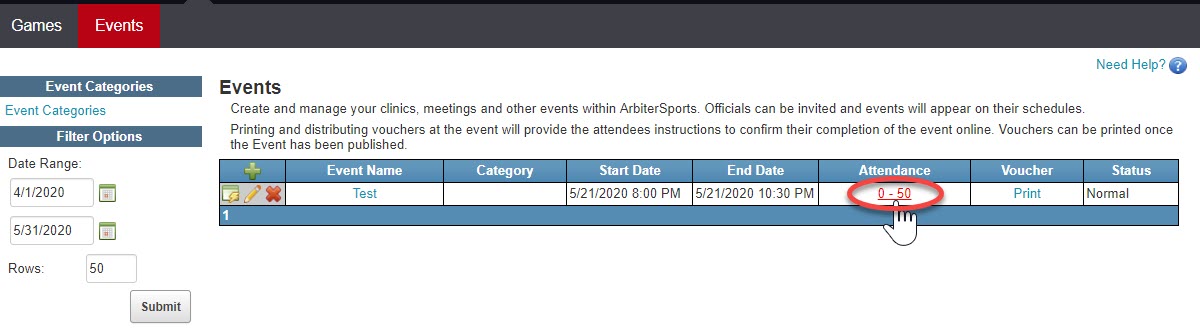 Managing Events in ArbiterOne – ArbiterSports