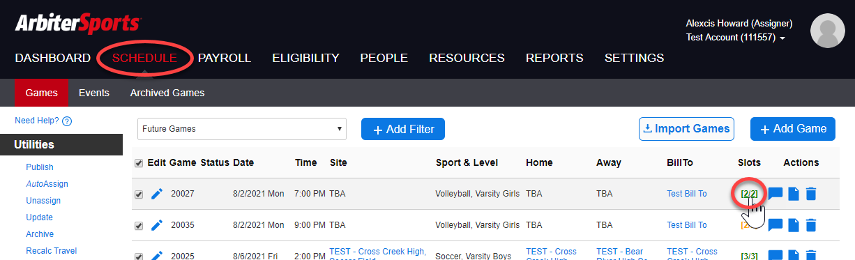 Rotating slots on a game – ArbiterSports