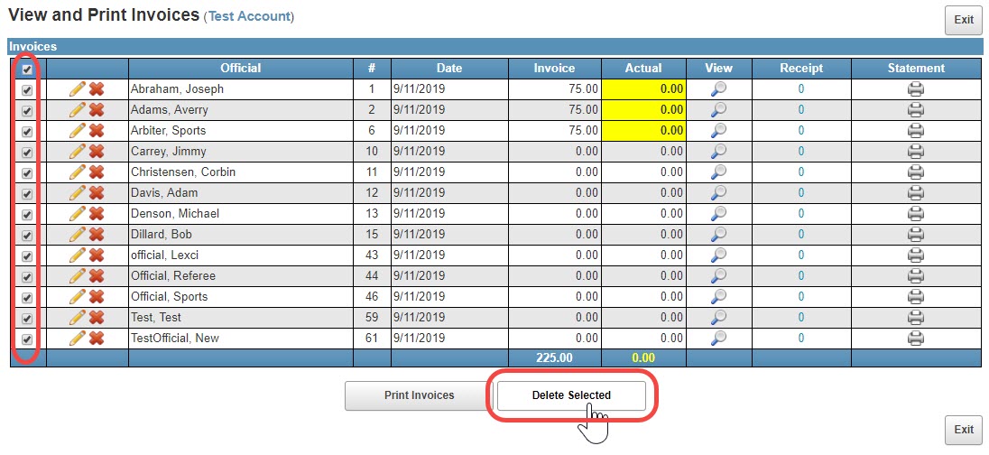 Deleting Paysheets and Invoices – ArbiterSports