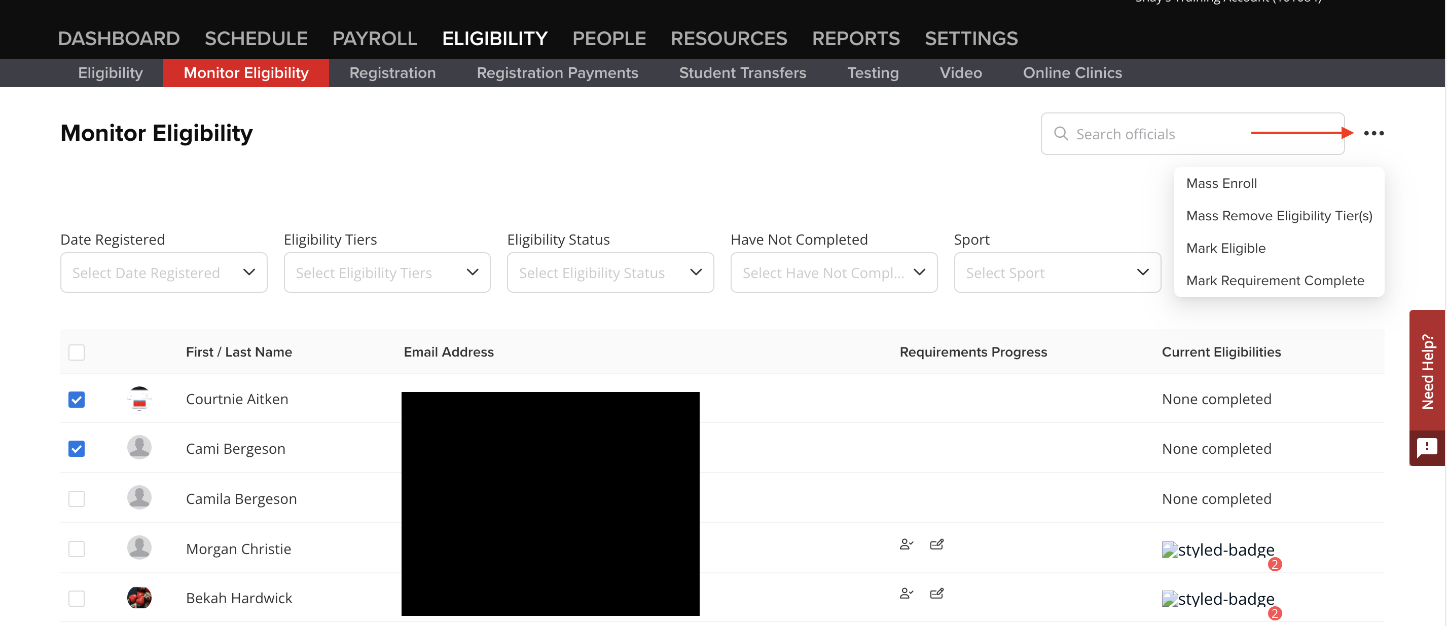 Eligibility (Create, Edit, Monitor) – ArbiterSports