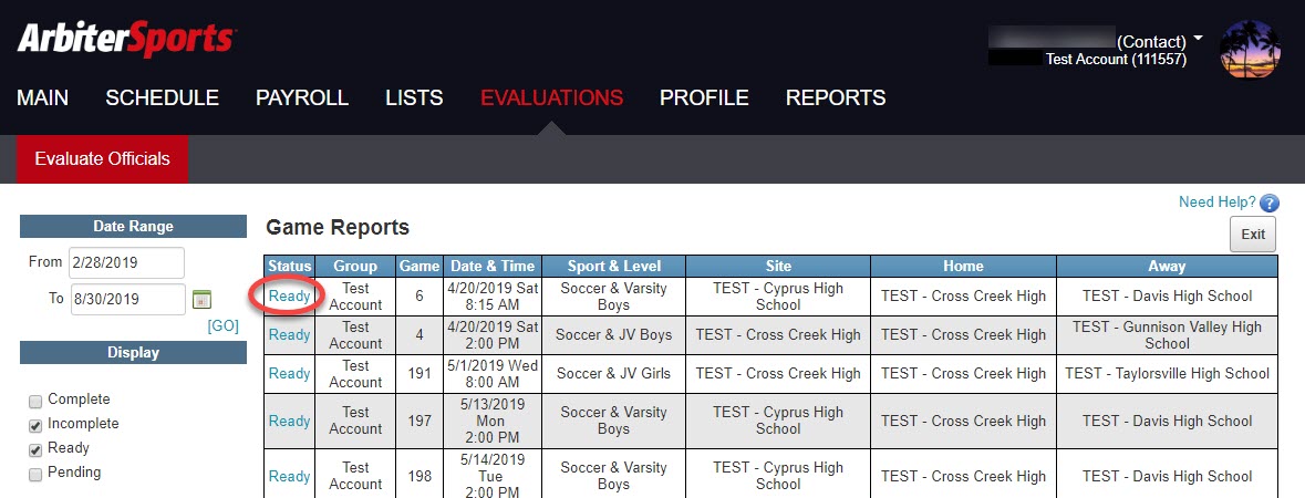 Evaluations Guide for Contacts – ArbiterSports