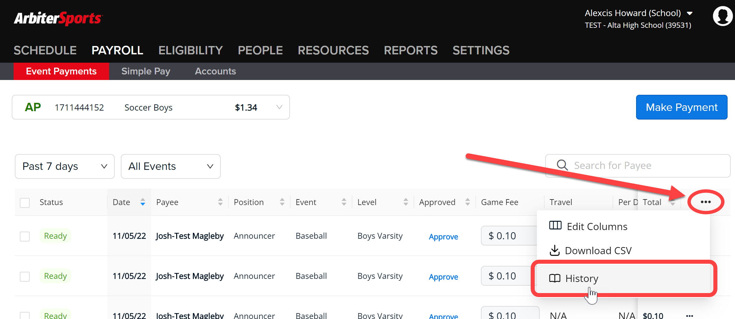 Viewing Payment History – ArbiterSports