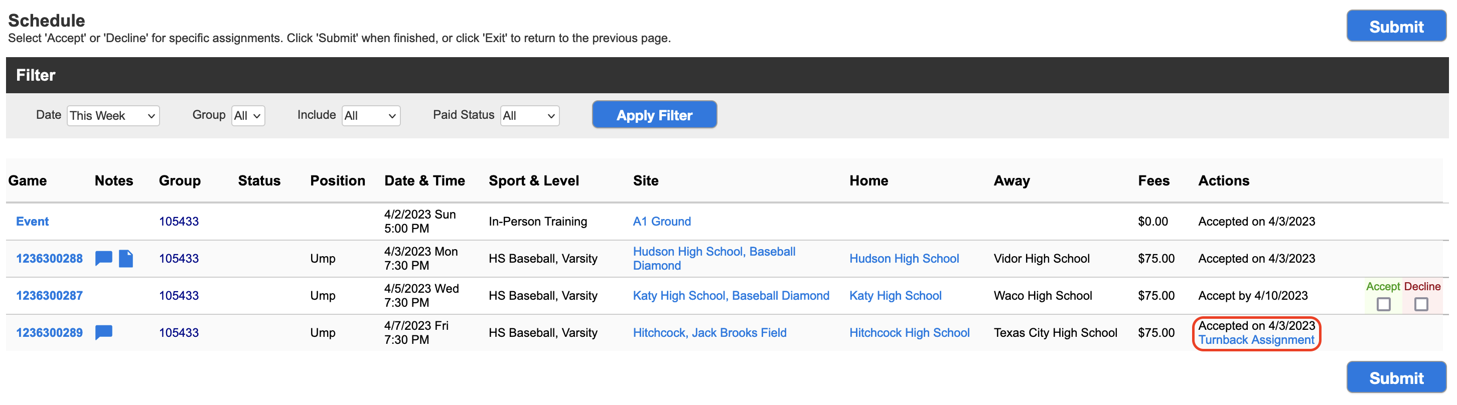 How Do I Accept or Decline Games? – ArbiterSports