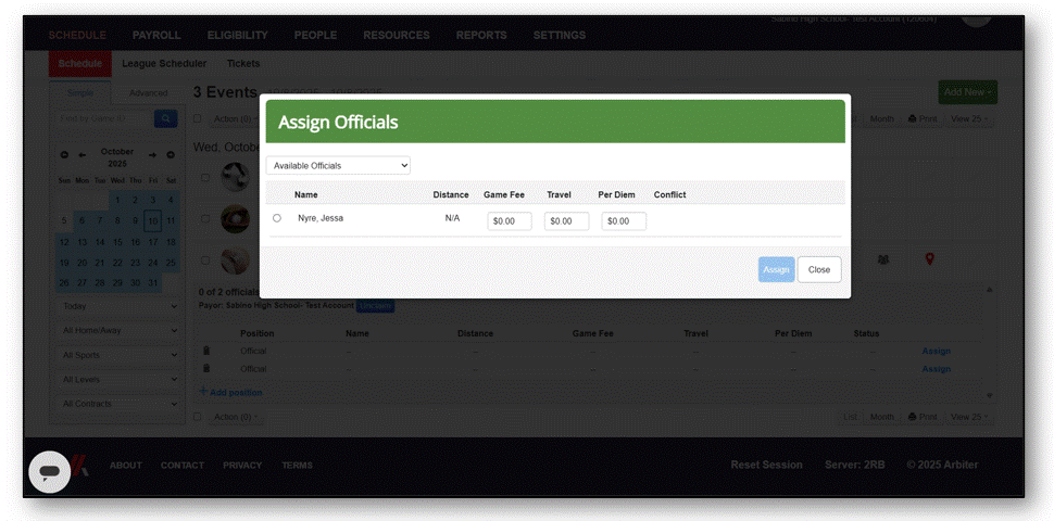 How do I Assign Officials in ArbiterGame? – ArbiterSports