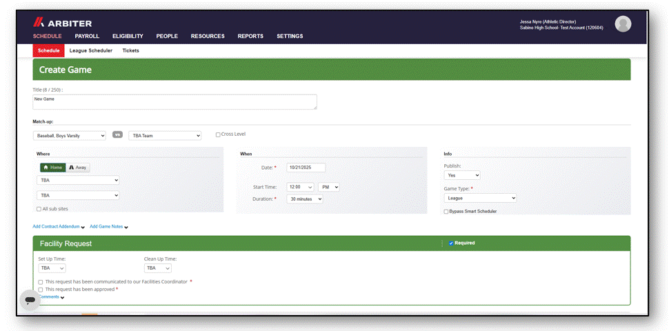 How do I add a game in ArbiterGame? – ArbiterSports