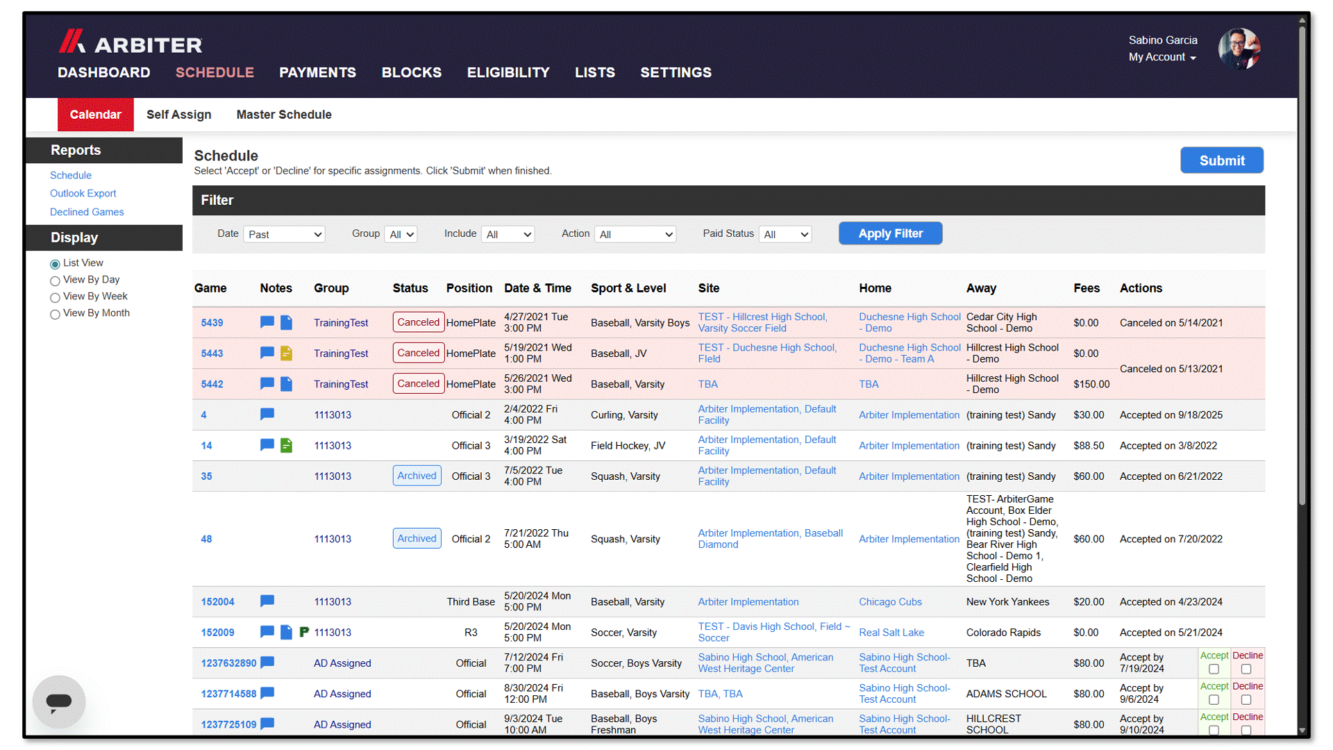How do I Manage Schedule Reports? | For Officials – ArbiterSports