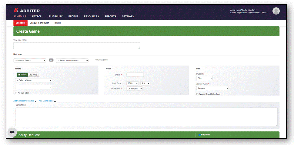 How do I add a game in ArbiterGame? – ArbiterSports